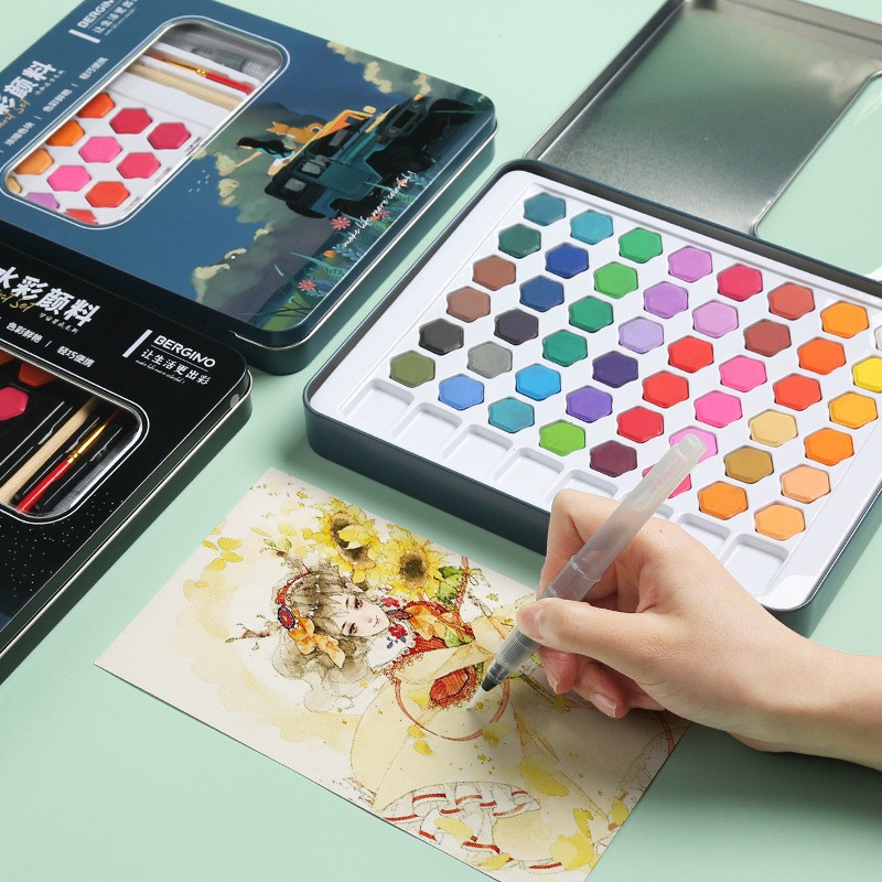 Professional Watercolor Paint Set - 36/48 Colors BERGINO with FREE ...