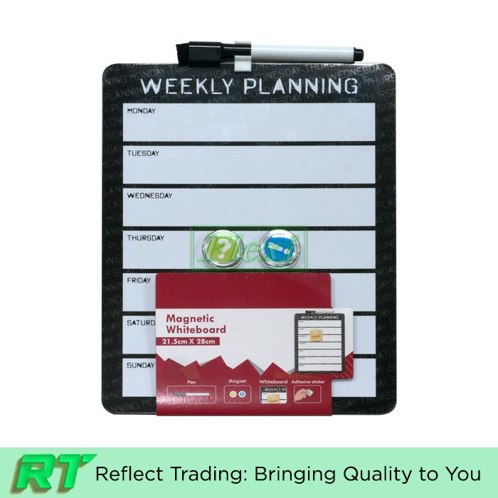 Magnetic Whiteboard with Weekly Planner, Free Magnets, Markers and Self ...