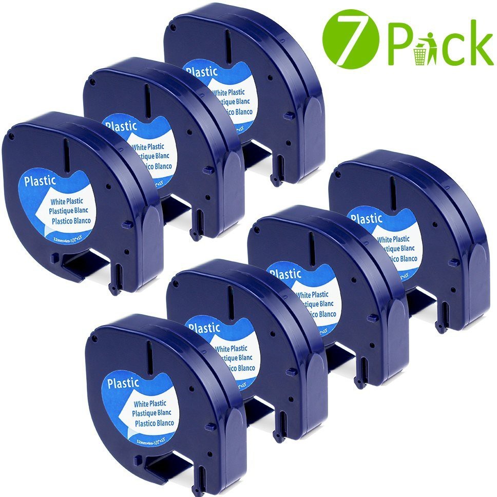 7pcs 91201 12mm Compatible Dymo LetraTag label Tapes Black on White 91330 91220 91331 16952 LT ...