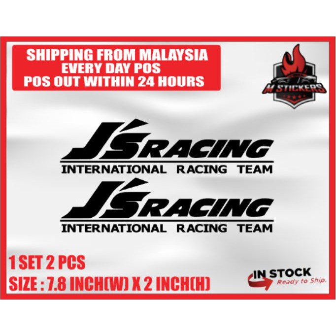 [M STICKERS] 2PCS JS RACING INTERNATIONAL RACING TEAM CAR STICKER GT ...