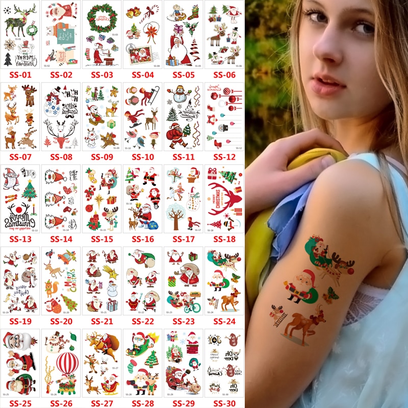 30pcs/lot Christmas Decorations Tattoo Stickers Children Party ...