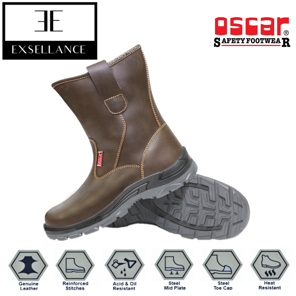 Oscar Safety Shoes Supertec R 808 Brown High Cut Safety Boots | Shopee ...