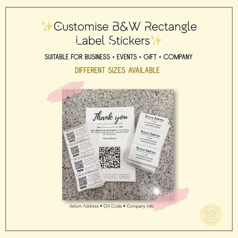 🇸🇬Local Customise Black&White Mailing Address Label Stickers for ...