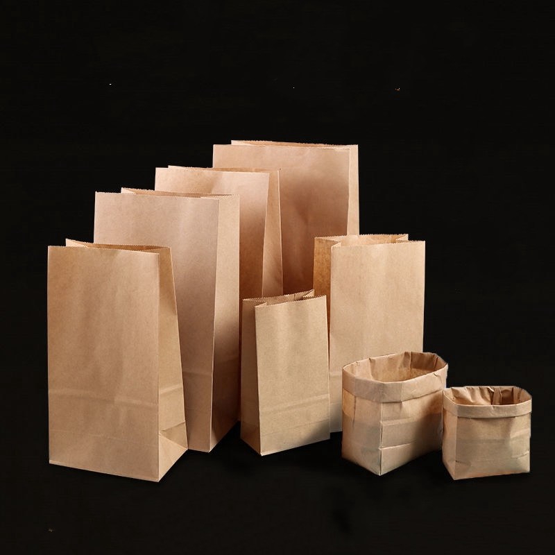100 pcs Food Baking Package Bread Kraft Paper Bags / Brown Gift Paper ...