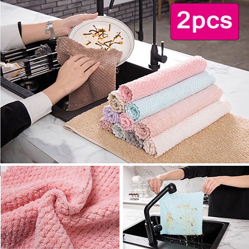 FEELING 2pcs Super Absorbent Microfiber Dish Cloth,Soft Microfiber ...