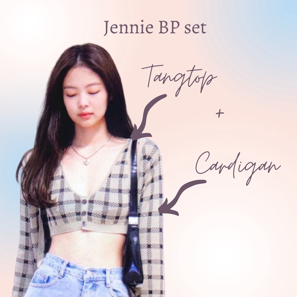 Jennie blackpink inner hijab And non hijab Knit Cardigan set | Shopee ...