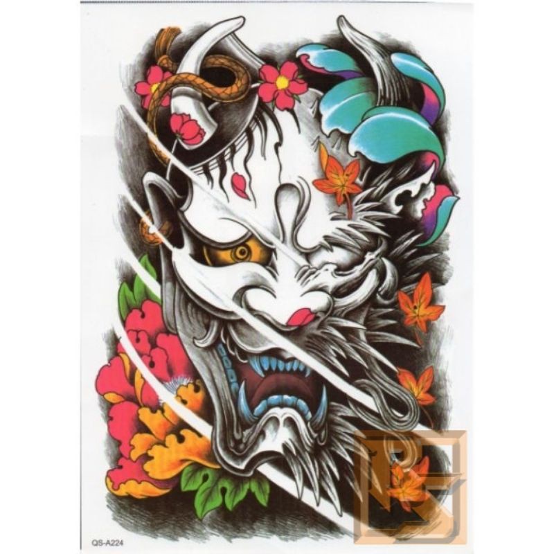 Tattoo Large Sheet Hannya Pattern Tat2 Sticker QS-A224 | Shopee Singapore