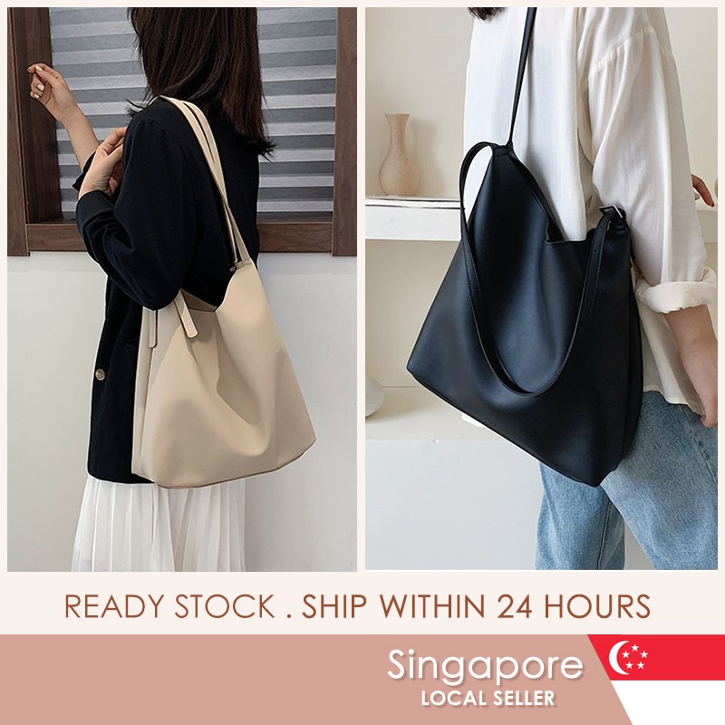 [SG SELLER] 2 Colors - Versatile Soft Leather Women Shoulder PU Sling ...