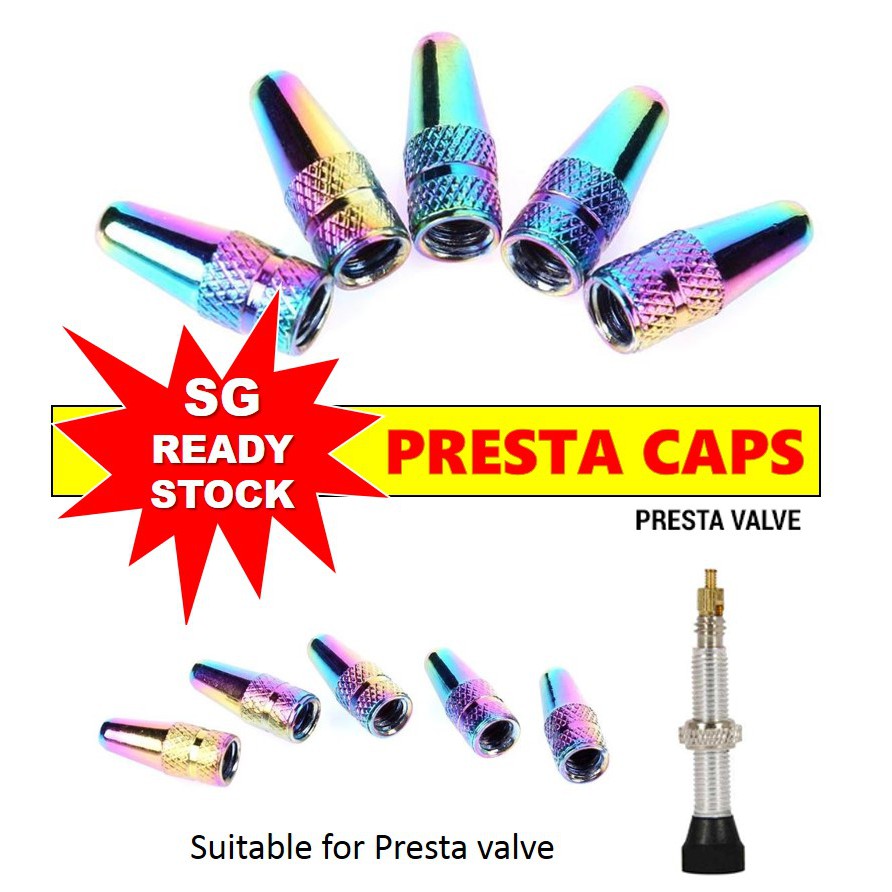 [SG READY STOCK] Rainbow Oil Slick Aluminium Presta Tyre Air Valve Caps ...