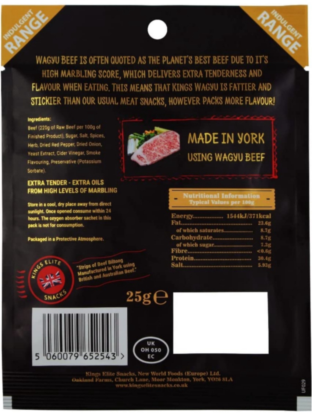 Kings Elite Snacks, Gold Standard Wagyu Beef Biltong Packs, 25 Grams ...