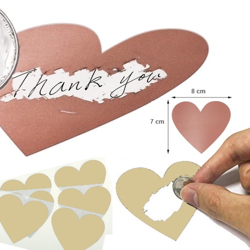 DIY Scratch off 80mm Heart stickers 20 pieces stickers and cards reveal ...