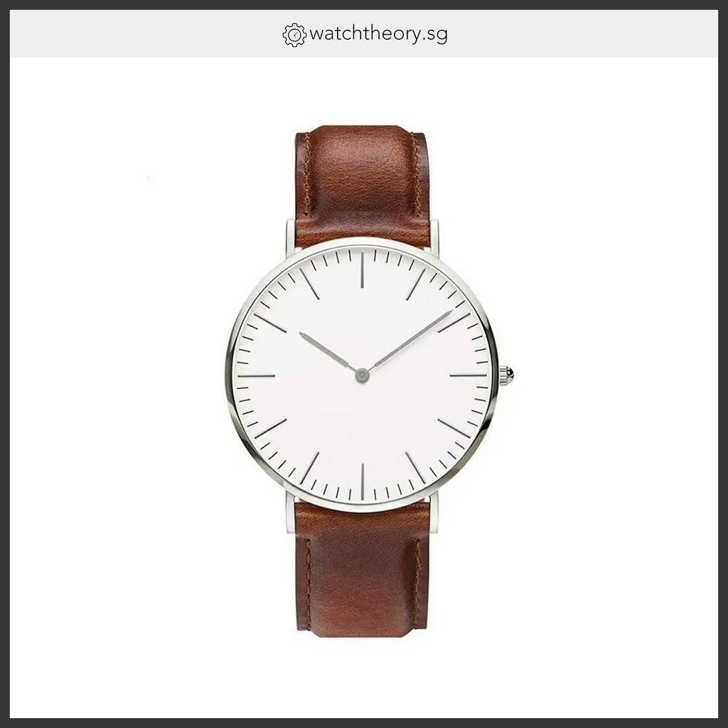 [SG] Geneva Europe Minimalist Sleek Style Leather Strap 40mm Quartz ...