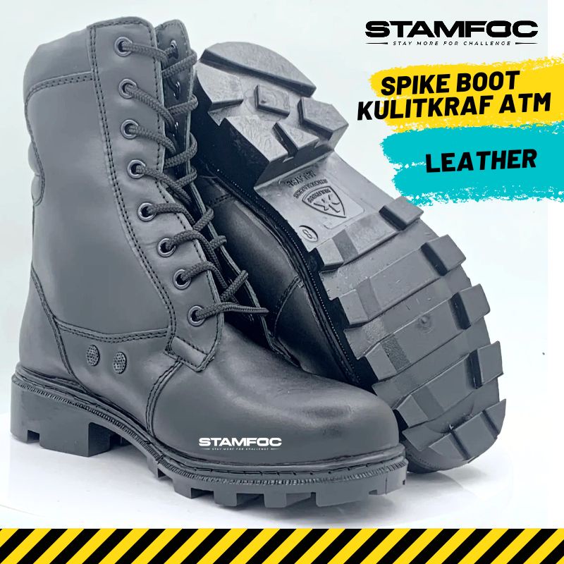 Spike boot kulitkraf kasut tactical operasi gd wellington kawad drill ...