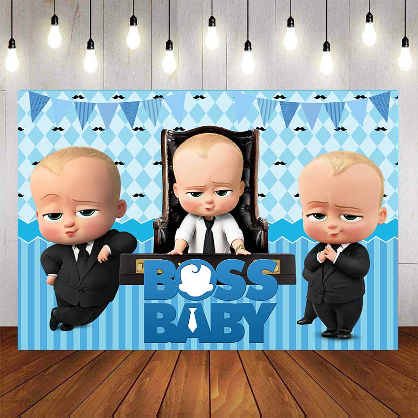 BOSS BABY Backdrop For Photography Baby Shower Kids Birthday Blue ...