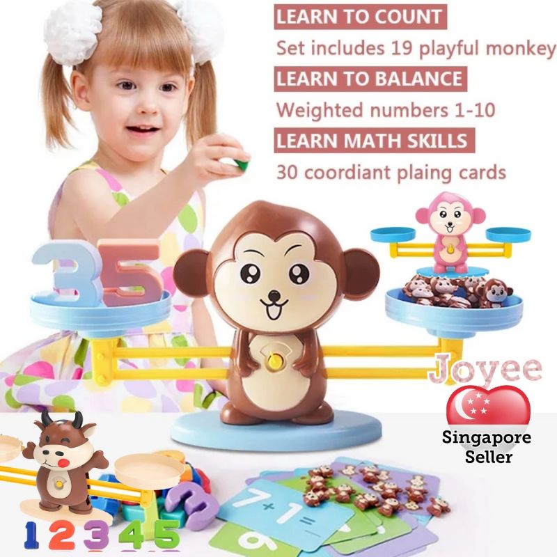 Children Montessori Math Educational Toy Monkey Balancing Scale Math ...