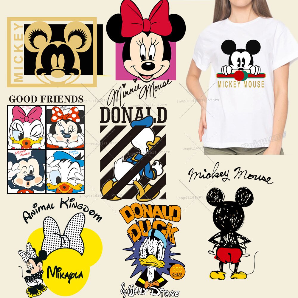 Disney Iron on Clothing Thermo-Sticker Mickey Minnie Mouse Hot Transfer ...