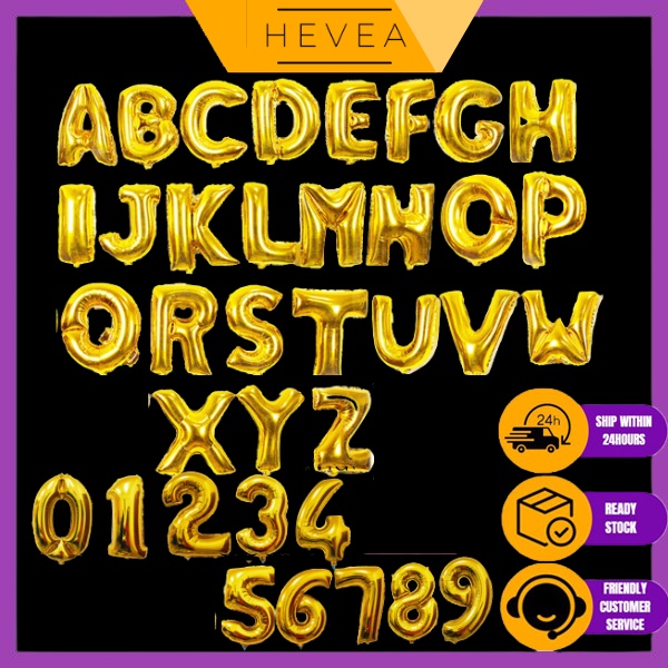 16" GOLD Alphabet Balloon Letter A - Z / 0 - 9 Foil Number Birthday ...