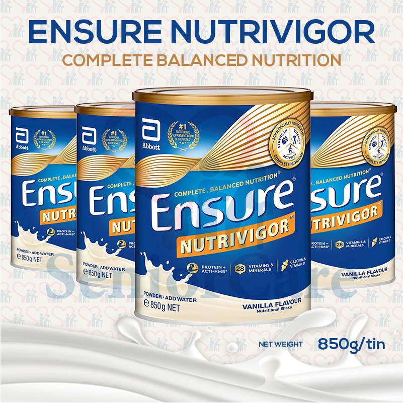 [Bundle of 4] Abbott Ensure NutriVigor Milk Powder 850g Vanilla Active HMB Protein Calcium ...