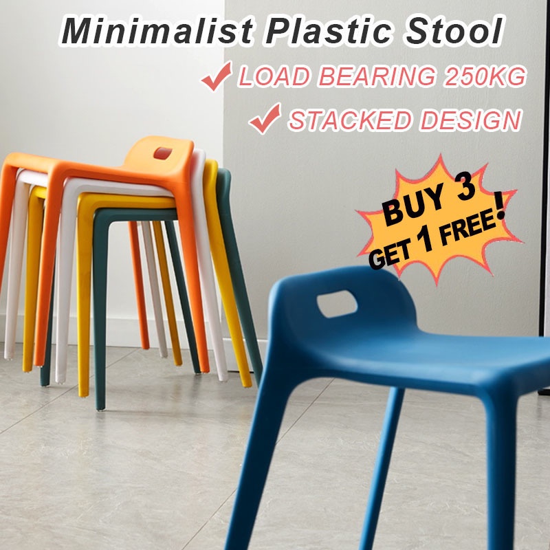 【Buy 3 Get 1 Free】Plastic Chair | Stackable Plastic Stool | Dining ...