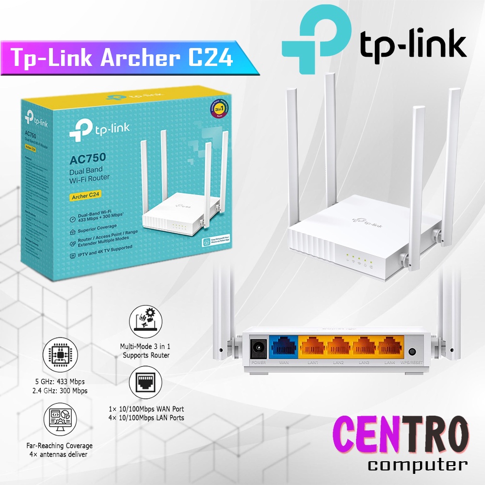 Tp-Link Archer C24 AC750 Dual-Band Wi-Fi Router - TpLink Archer C24 | Shopee Singapore