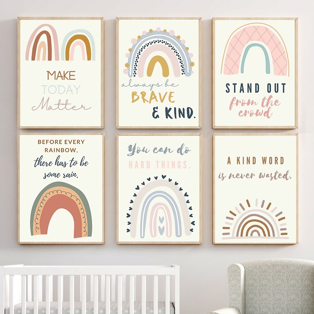 Rainbow Learning Poster Wall Art Heart Quotes Canvas Painting Growth ...