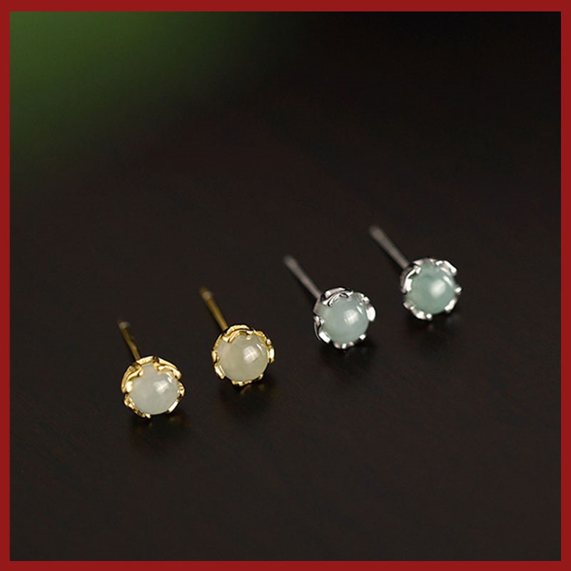 S925 Silver Jade Stud Earrings New Personality | Shopee Singapore