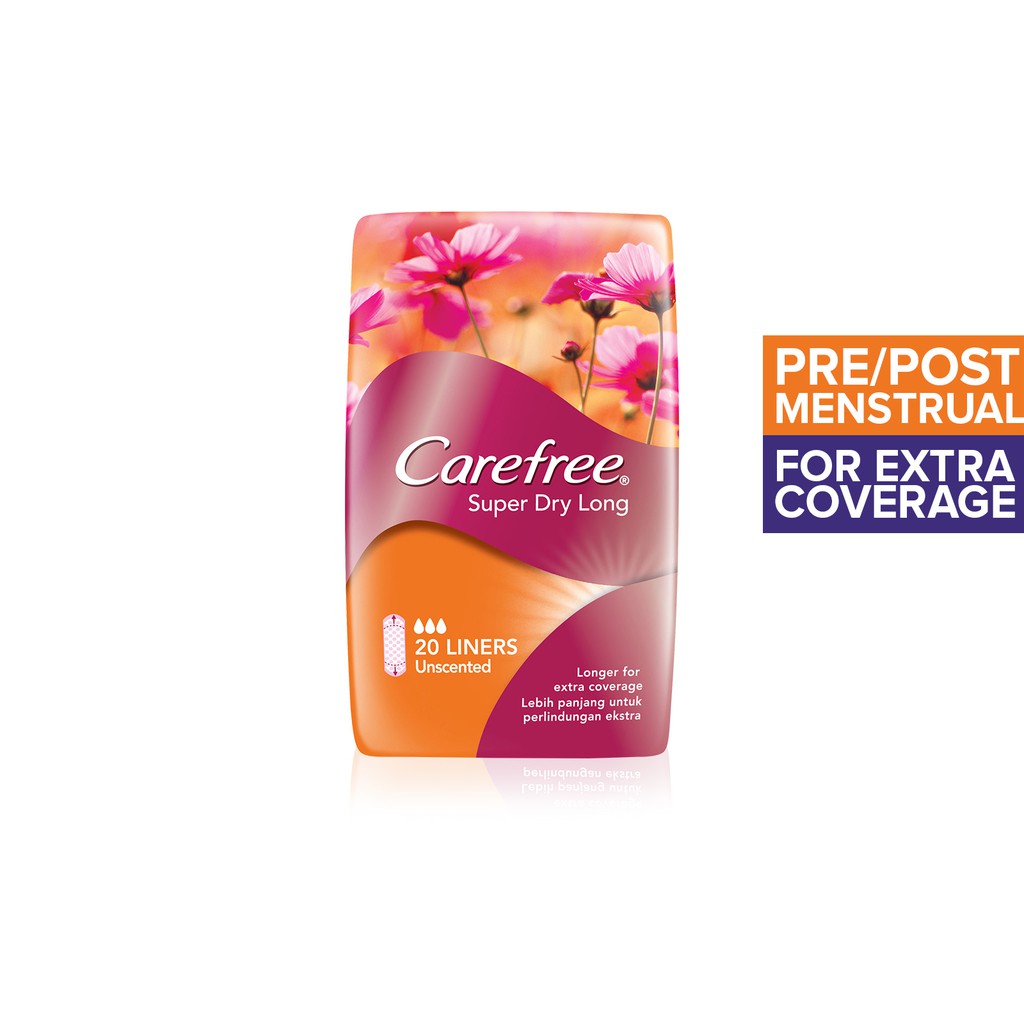 Carefree Super Dry Long Unscented Panty Liners 20pcs | Shopee Singapore