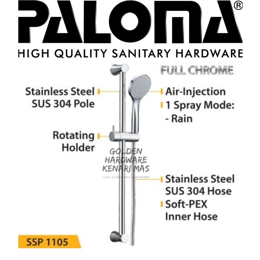 Paloma SSP 1105 SHOWER SET SHOWER Pole SHOWER HAND HEAD CHROME HEAD | Shopee Singapore