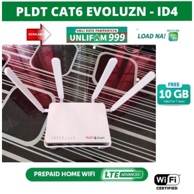 PLDT Home Prepaid WIFI LTE-A Evoluzn ID4 CAT6 ( E-Sim ) Free Unli Data ...