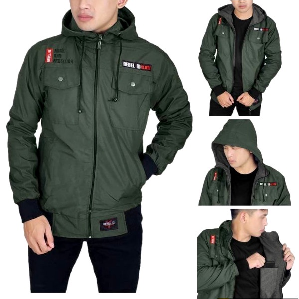 Men's Parachute Jacket Waterproof Waterproof Original Rebel id Can Back ...