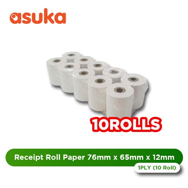 Receipt Roll Paper 76MM X 65MM X 12MM 1PLY (10 Roll) | Shopee Singapore