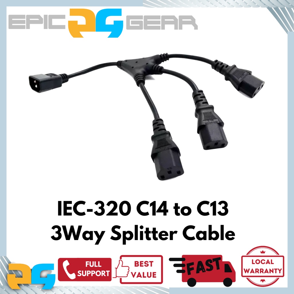 IEC-320 C14 to C13 3Way Y Splitter Cable | Shopee Singapore