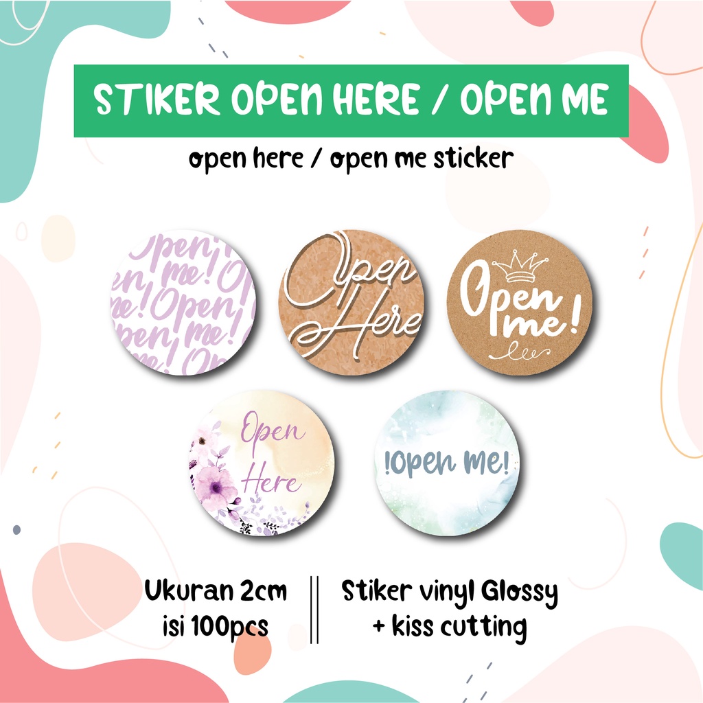 Sticker OPEN ME OPEN HERE STICKER SIZE 2 CM CONTENTS 100PCS | Shopee ...