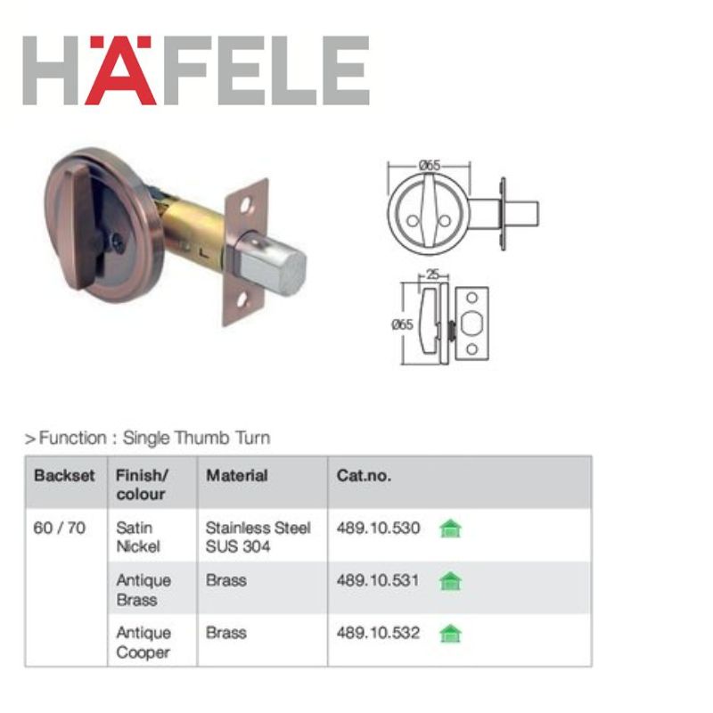 HAFELE DEADBOLT LOCKSET SINGLE THUMB TURN | Shopee Singapore
