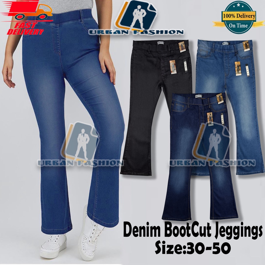 JEGGING BOOTCUT Jeans Full Stretchable Denim Pull on Seluar Bootcut ...
