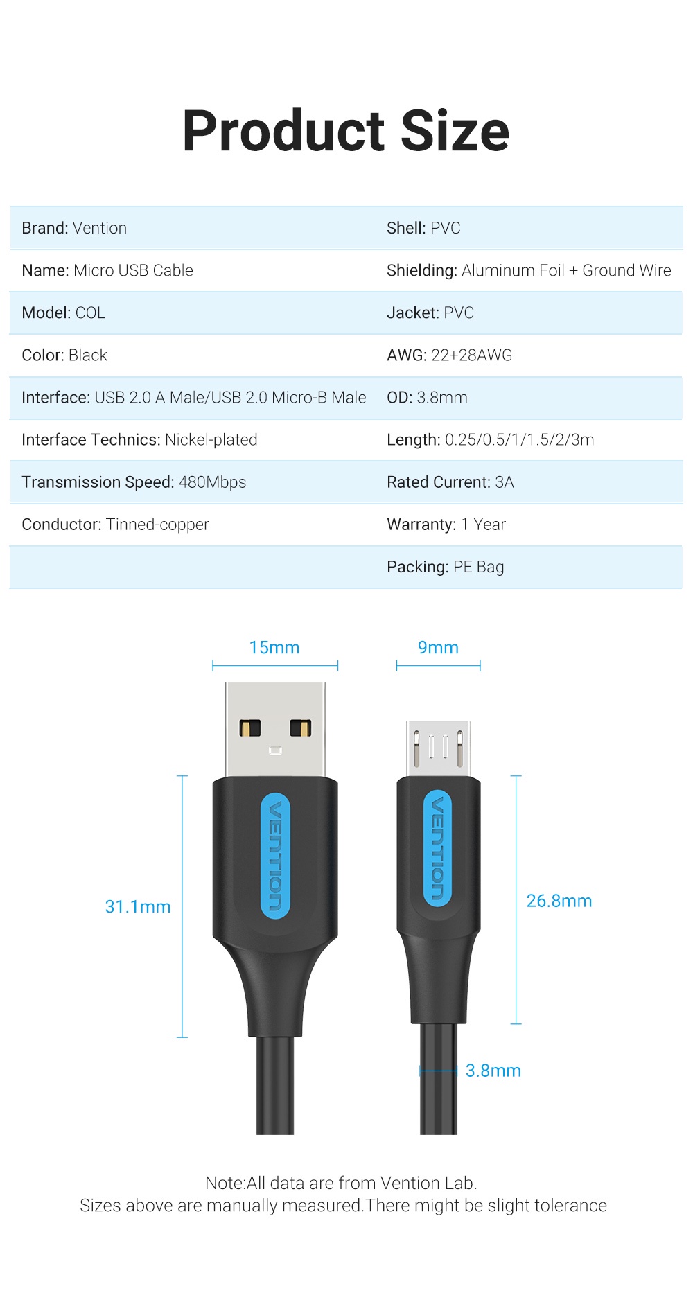 Vention Micro USB Cable 3A Android Charger Cable Data Cable USB 2.0 ...