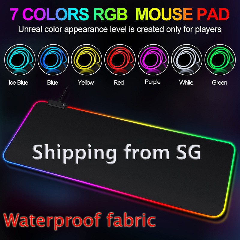 [SG] RGB Gaming MousePad 7 LED Color Backlit (Water-resistant) 14 Modes ...
