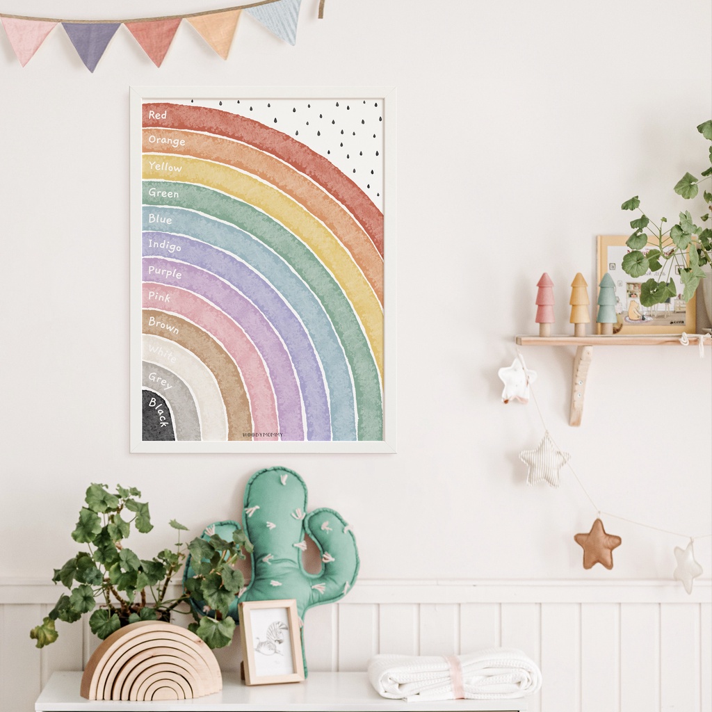 Color Toddler Education Poster - Colors Preschooler Wall Art - Rainbow ...