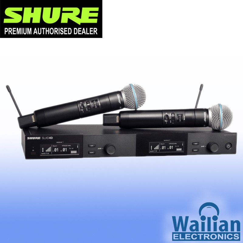 Shure SLXD 24D/B58 Dual Digital Wireless Handheld Microphone System ...