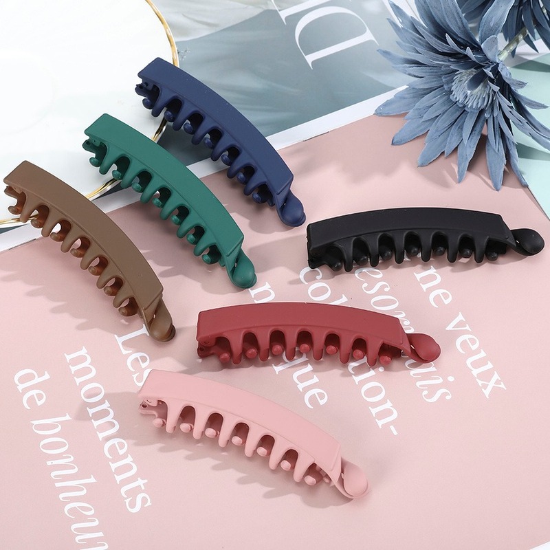 New Frosted Texture Plastic Hairpin Temperament Solid Color Banana Clip ...