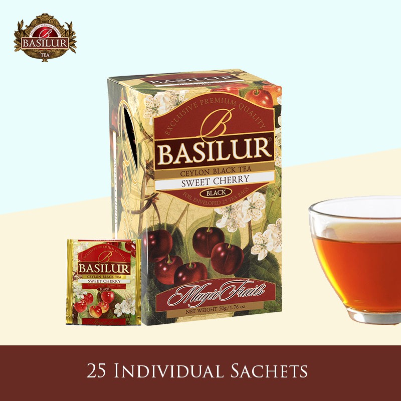 Basilur Magic Fruits Sweet Cherry Ceylon Black Tea (25 Sachets ...