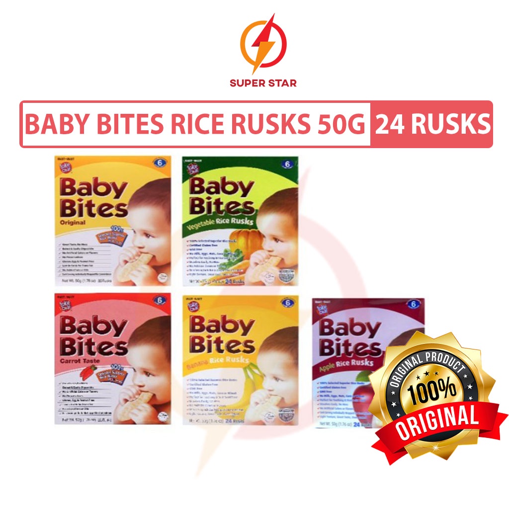 baby bites rice rusks all flavour 50g (24 rusks) | Shopee Singapore