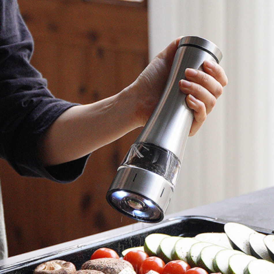 MARI STEIGER Prime Gravity Stainless Steel Electric Pepper Grinder Pink ...