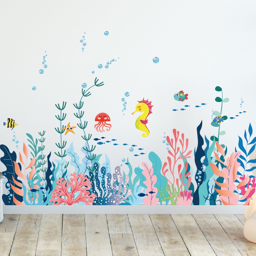 PVC wall sticker Underwater The Sea Fish Wall Decals for Kids and ...