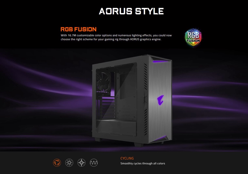 GIGABYTE AC300W LITE AORUS ATX Chassis with Transparent Side Panel (1 ...
