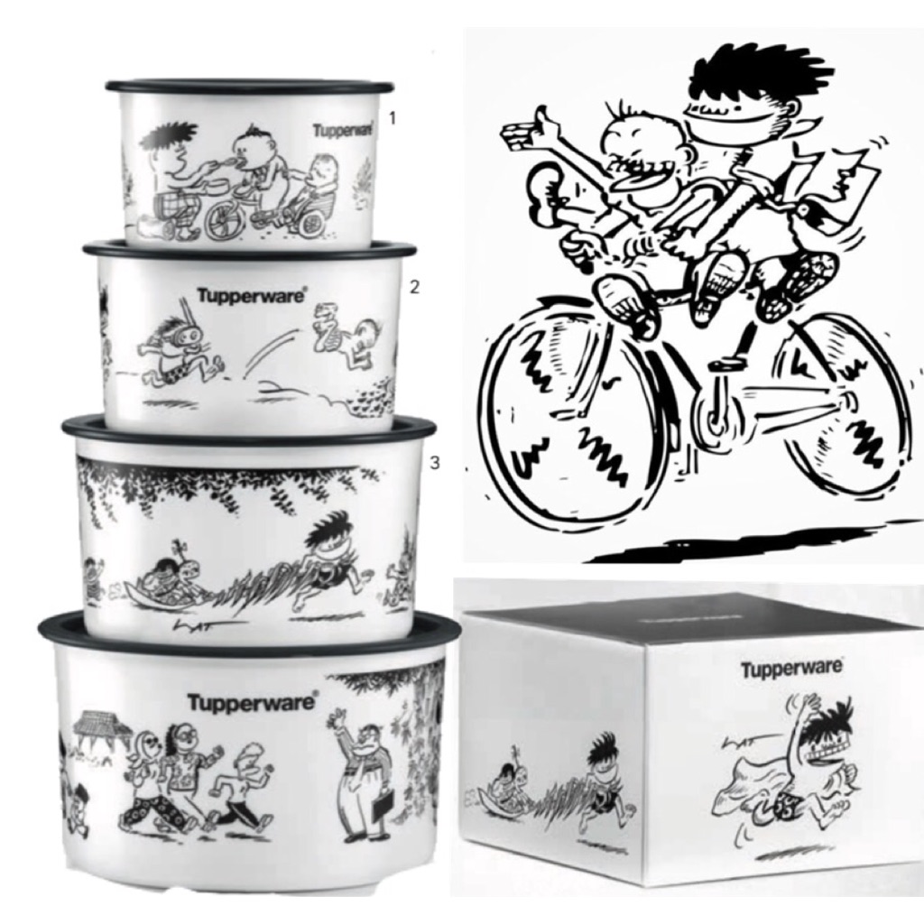 Tupperware SPECIAL Edition LAT Comic One Touch Set 4pcs | Shopee Singapore