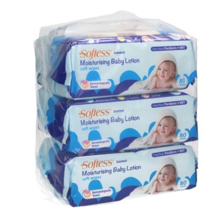 Softess Moisturising Baby Lotion Soft Wipes 3 x 80 s | Shopee Singapore