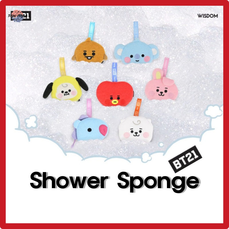 BTS BT21 Baby Shower Towel Shower Sponge Body Scrub Shower Ball Bath ...