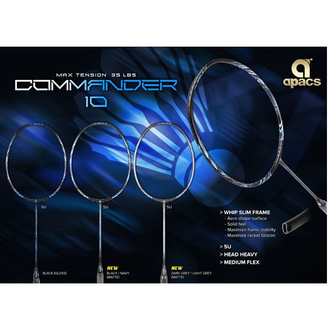 Apacs Commander 10【FRAME OR INSTALL STRING 4-knot+Overgrip】 Badminton ...