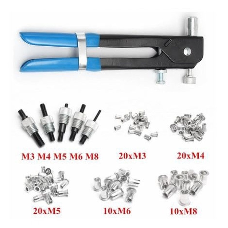 86pcs/Set Blind Rivet Gun Threaded Insert Hand Riveting Kit M3-M8 Rivet ...